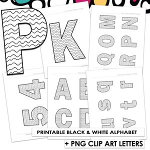 Wavy Stripe Alphabet Clipart, Beach Printable Bulletin Board Letters ...