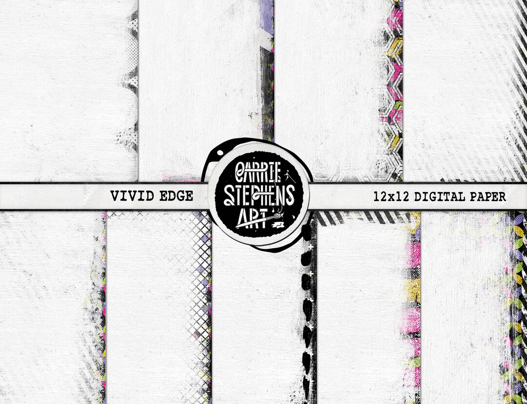 White Grunge Edge Digital Paper, Vivid Basic Scrapbook Background ...