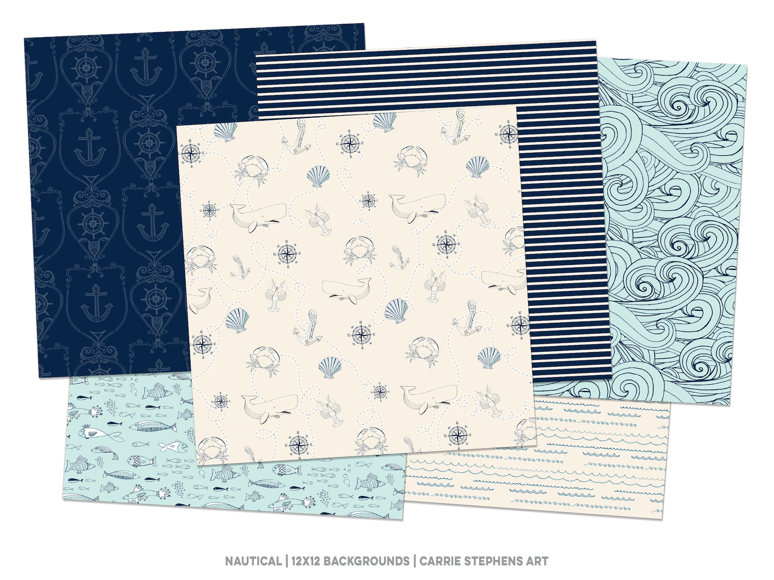 Nautical Digital Paper Anchor Pattern Summer Nautical | Etsy