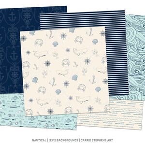 Nautical Digital Paper, Anchor Pattern, Summer Nautical Wedding ...