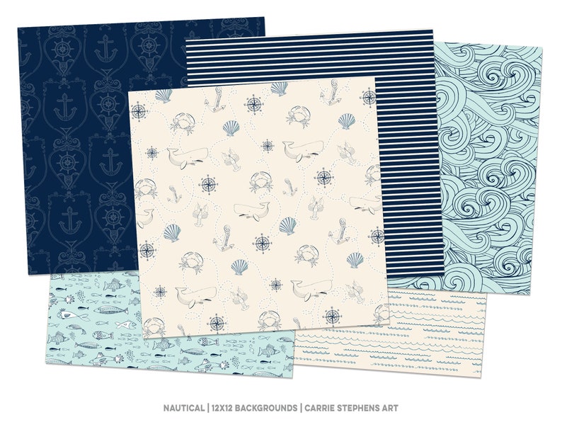 Nautical Digital Paper Anchor Pattern Summer Nautical | Etsy