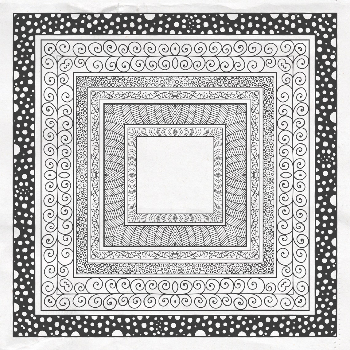 Square Zen Doodle Frame Clip Art Set With Intricate Geometric - Etsy