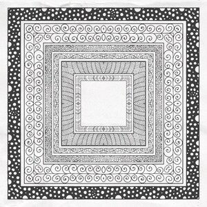 Square Zen Doodle Frame Clip Art Set With Intricate Geometric, Tribal ...