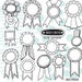 Doodle Award Ribbon, Black & White Lineart Digital Graphic, Line Art ...