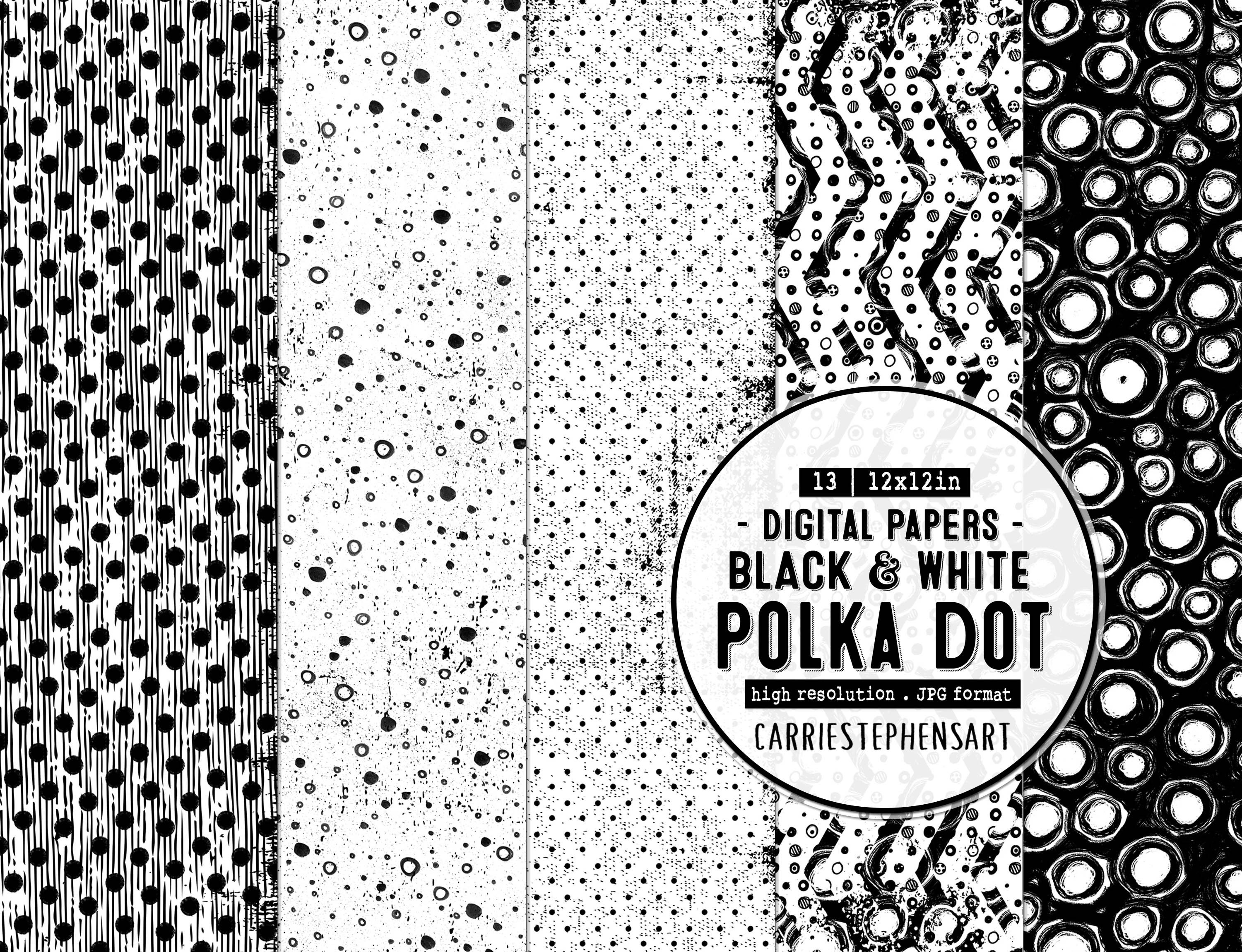 Black & White Polka Dot Digital Paper Pack 12x12 Backgrounds | Etsy
