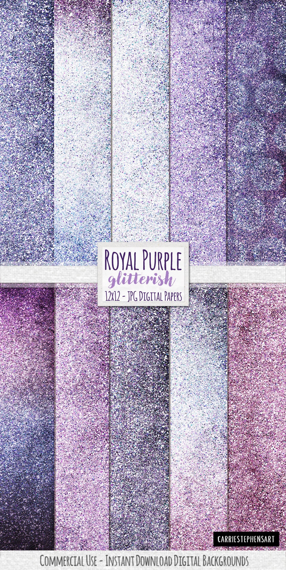 Royal Purple Glitter Digital Paper Scrapbooking Paper | Etsy