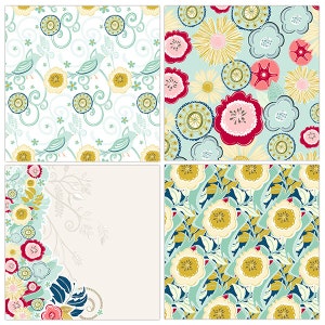 Bold Floral Pattern Digital Paper Set, Commercial Use Background Papers ...