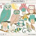Whimsical Owl Clip Art, Folk Art Bird, Royalty Free Image, Instant ...