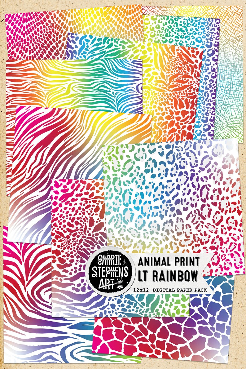 Rainbow Animal Print Digital Paper Printable Leopard Print | Etsy
