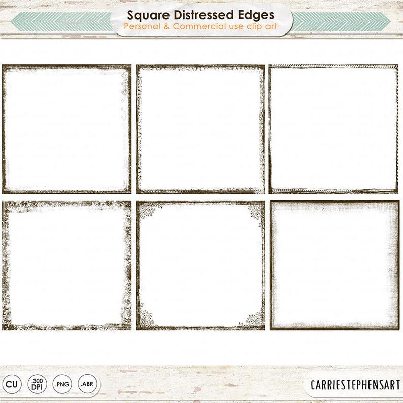 Inked Photo Overlays, Grunge Border Edges, Square Distressed Borders ...