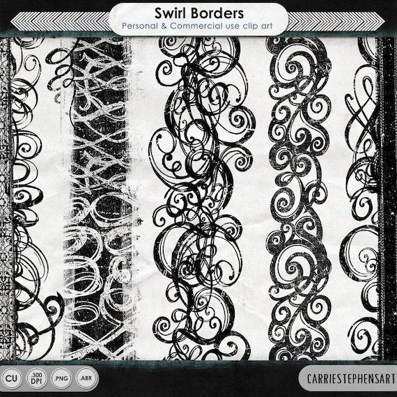 Border Flourish Clip Art, Swirl PNG ClipArt + Photoshop Brush ...