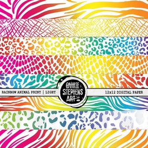 Rainbow Animal Print Digital Paper, Printable Leopard Print Patterned ...