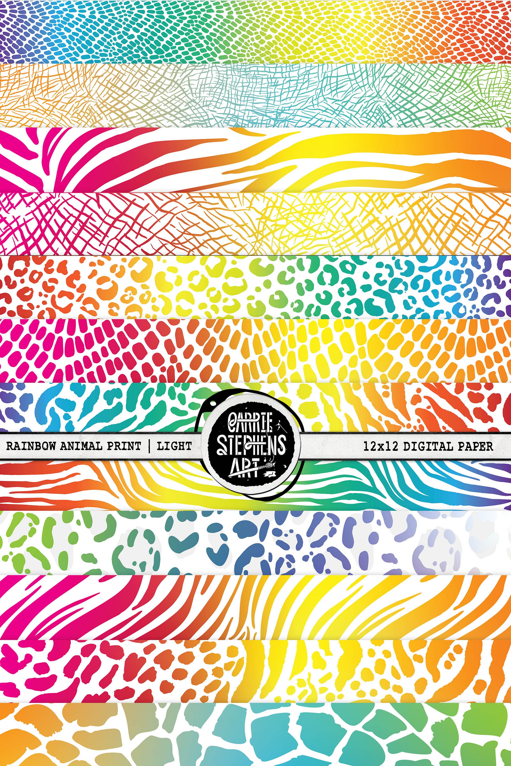 Rainbow Animal Print Digital Paper Printable Leopard Print | Etsy Canada