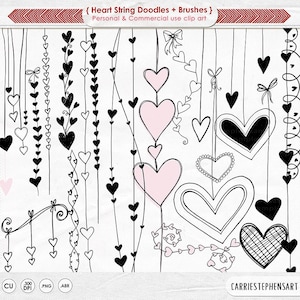 Heart Clipart PNG Valentine Digital Stamps Doodle Heart - Etsy