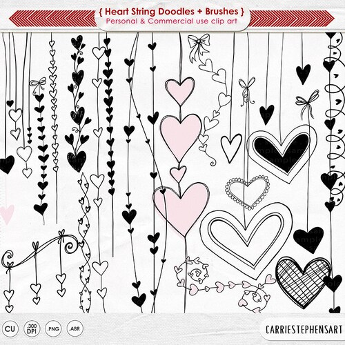 Line Heart Border Clipart Heart Digital Stamps Printable - Etsy
