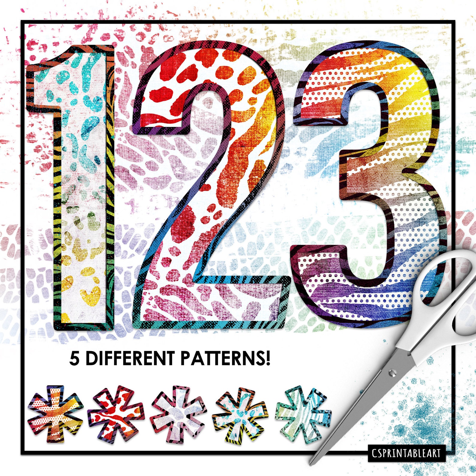 Alphabet Letters Clip Art Rainbow Animal Print Light - Etsy