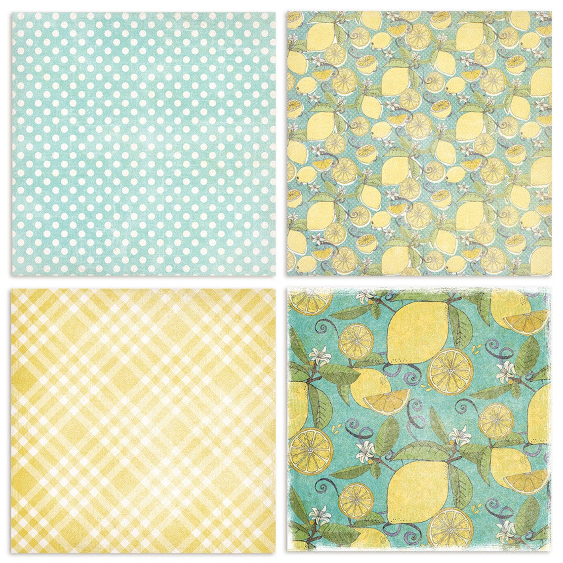 Chic Lemon Digital Paper Lemon Pattern Vintage Kitchen Theme | Etsy