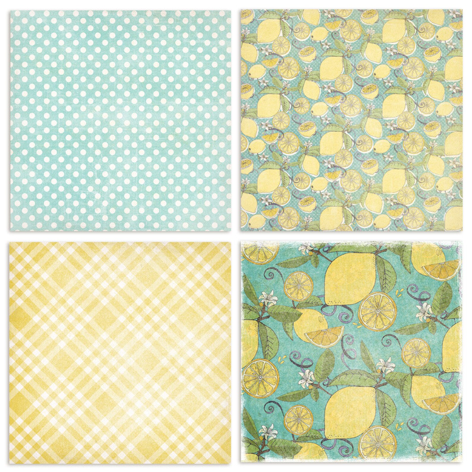 Chic Lemon Digital Paper, Lemon Pattern Vintage Kitchen Theme, Yellow ...