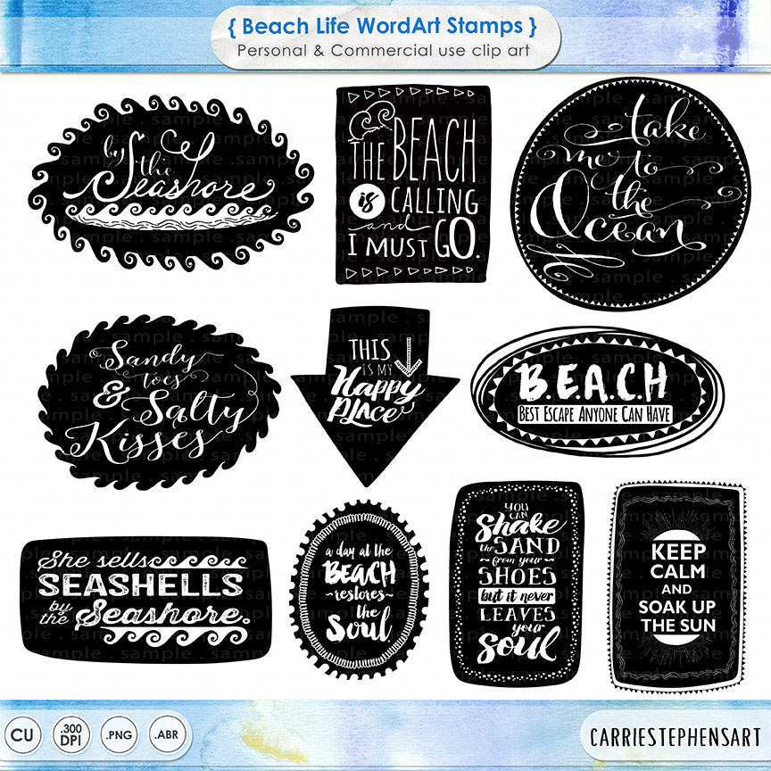 Beach Typography Word Art Summer Inspirational Quote Digital - Etsy UK