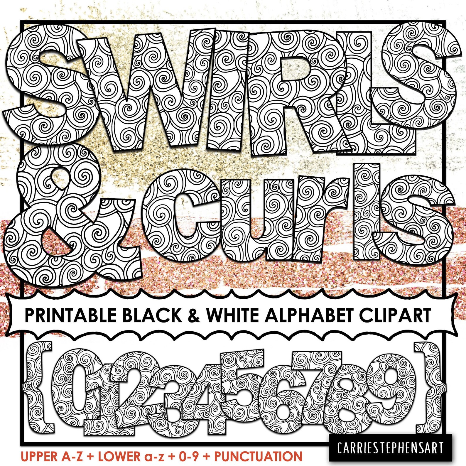 Swirls Alphabet Clip Art Printable Bulletin Board Letters | Etsy Canada