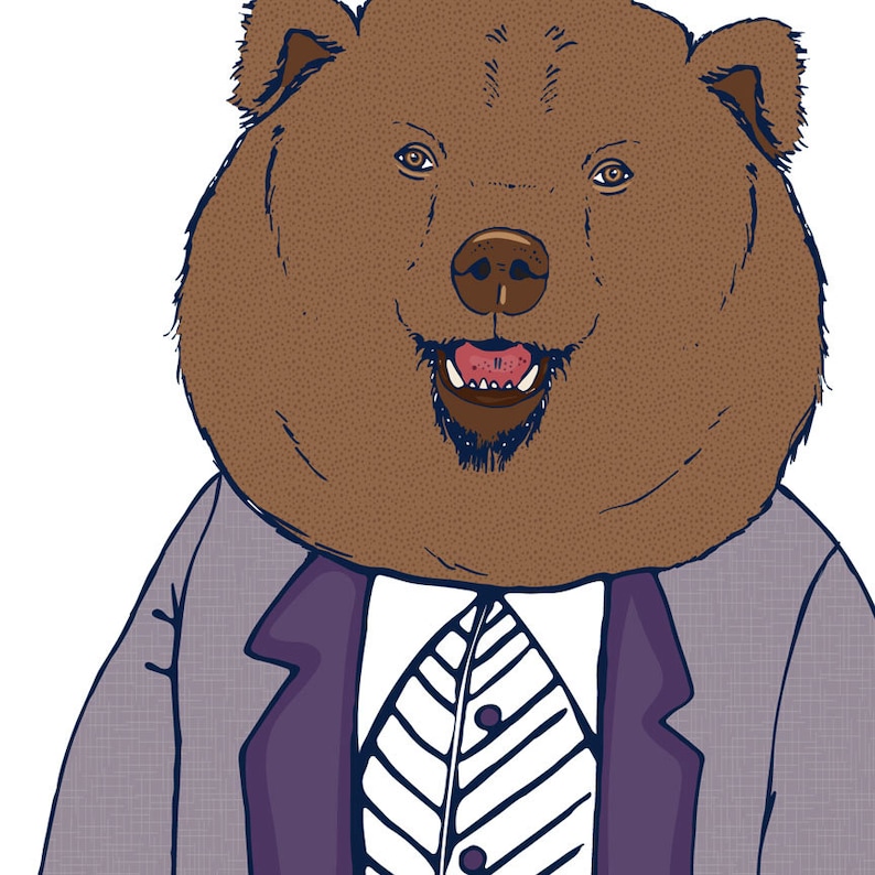 Woodland Animals in Suits Clipart, Gentleman Bear Clip Art, Dapper Hare ...