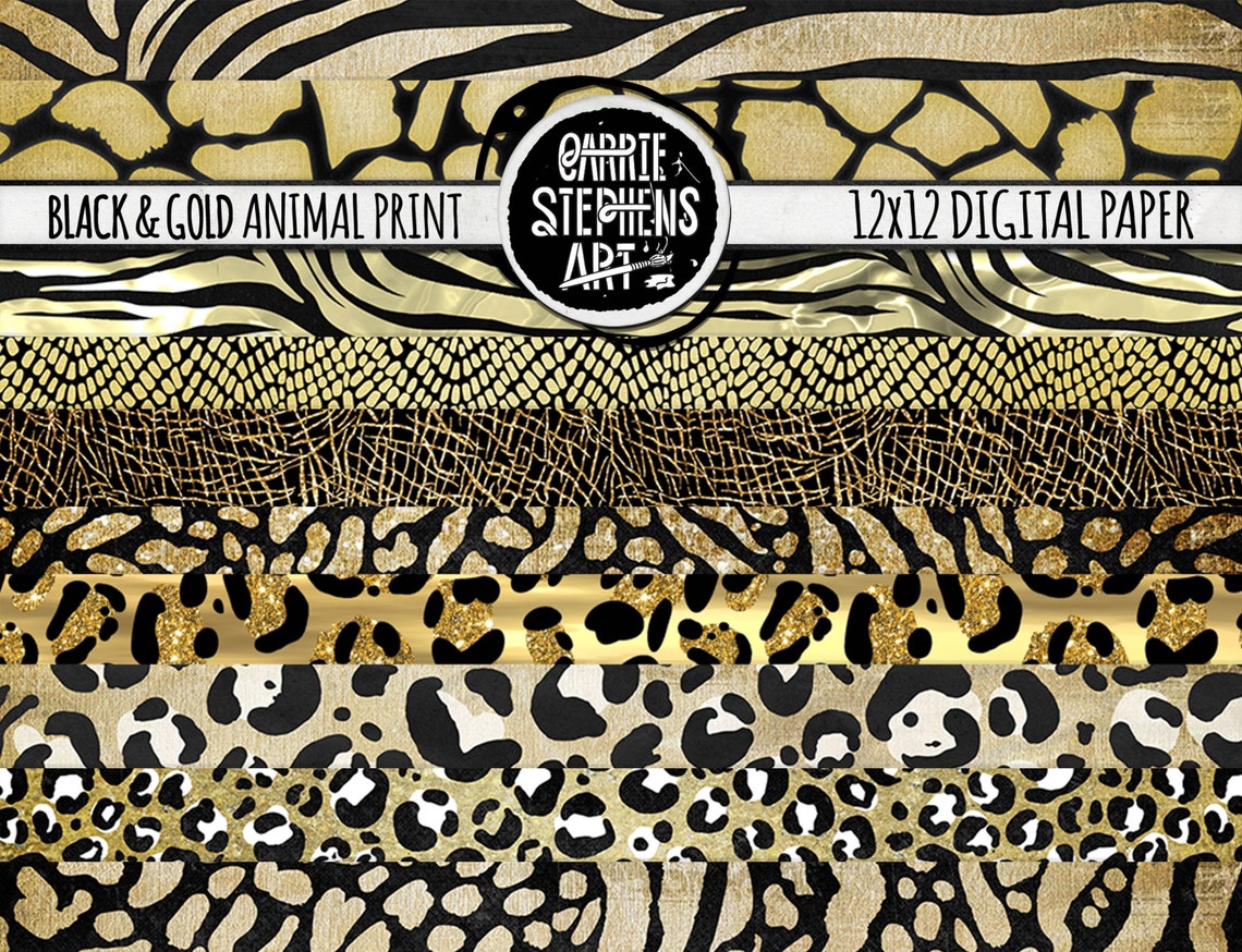 Black & Gold Animal Print Digital Paper Patterns - Etsy