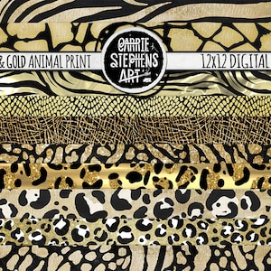 Black & Gold Animal Print Digital Paper Patterns - Etsy