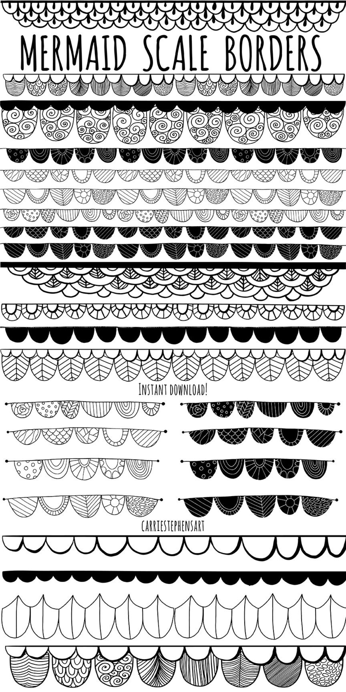 Mermaid Clipart Borders Mermaid Scales Girls Lace Border - Etsy