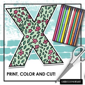 Tiny Flowers Alphabet Clipart, PRINTABLE Bulletin Board Letters, Black ...