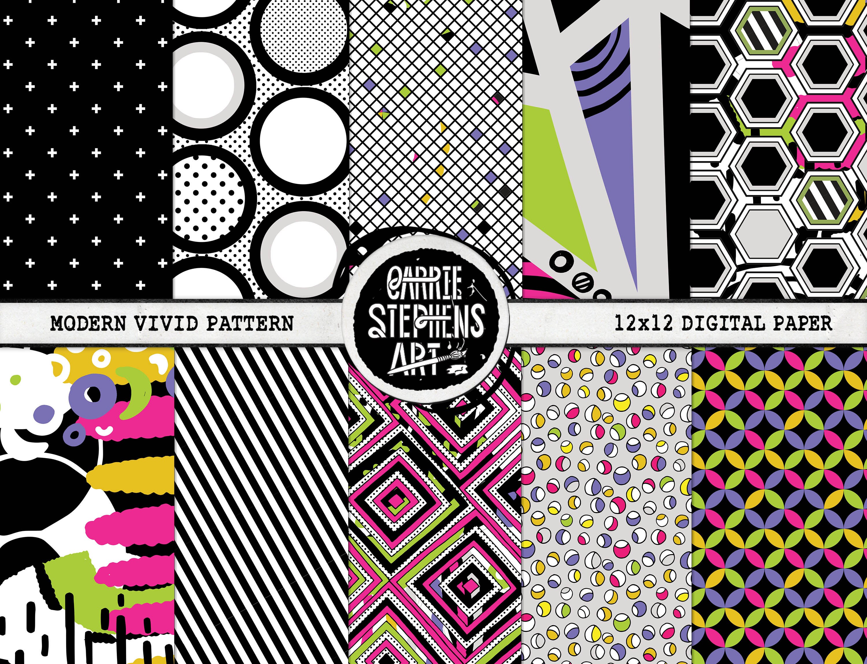 Modern Geometric Pattern Scrapbook Paper Vivid Pink Digital - Etsy Canada