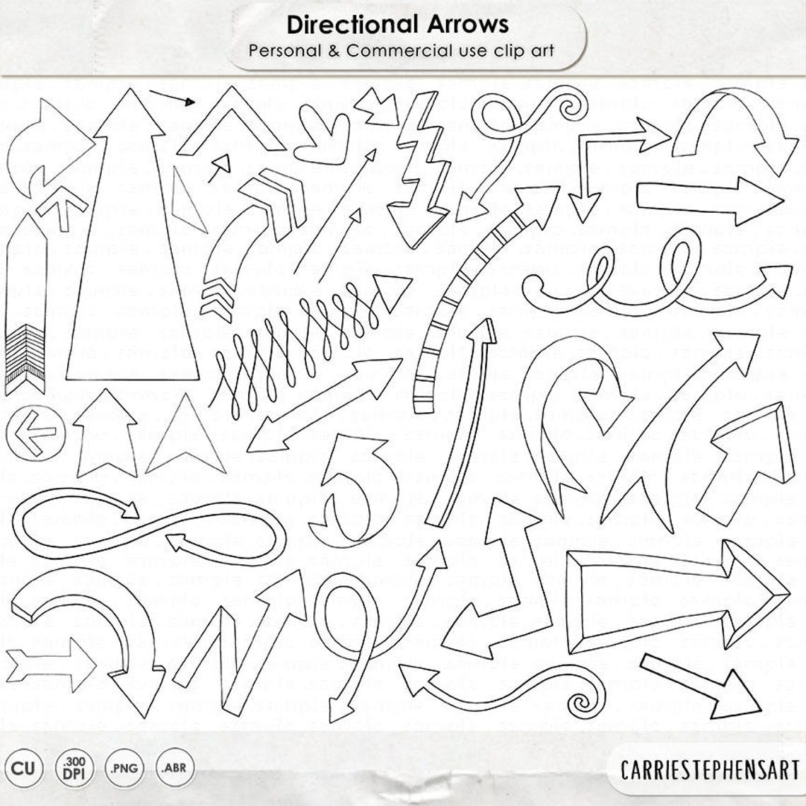 Arrow Doodle Clipart Hand Drawn Digital Stamps Arrows Line - Etsy Canada