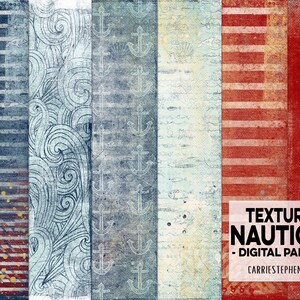 Nautical Digital Paper, Shabby Chic, Vintage Worn Texture, Masculine ...