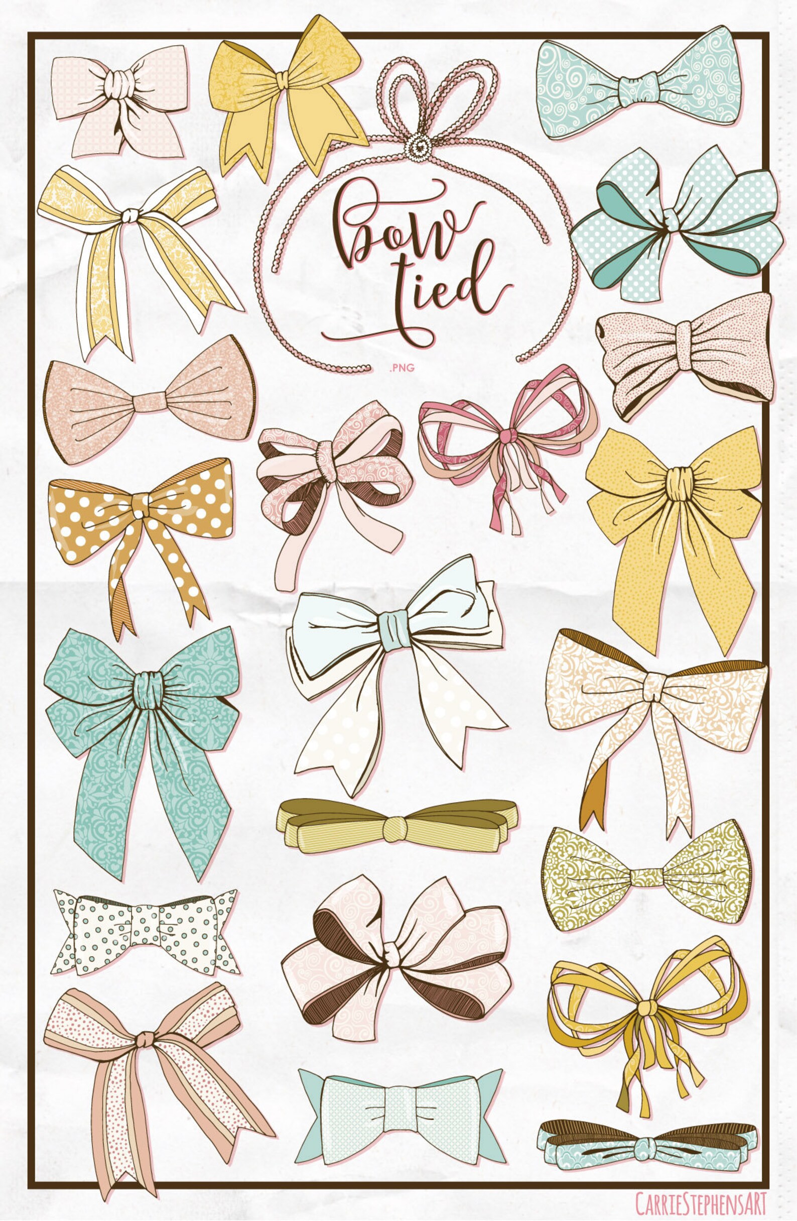 Bow Clipart Ribbons Baby Shower PNG Digital Graphic Tied | Etsy