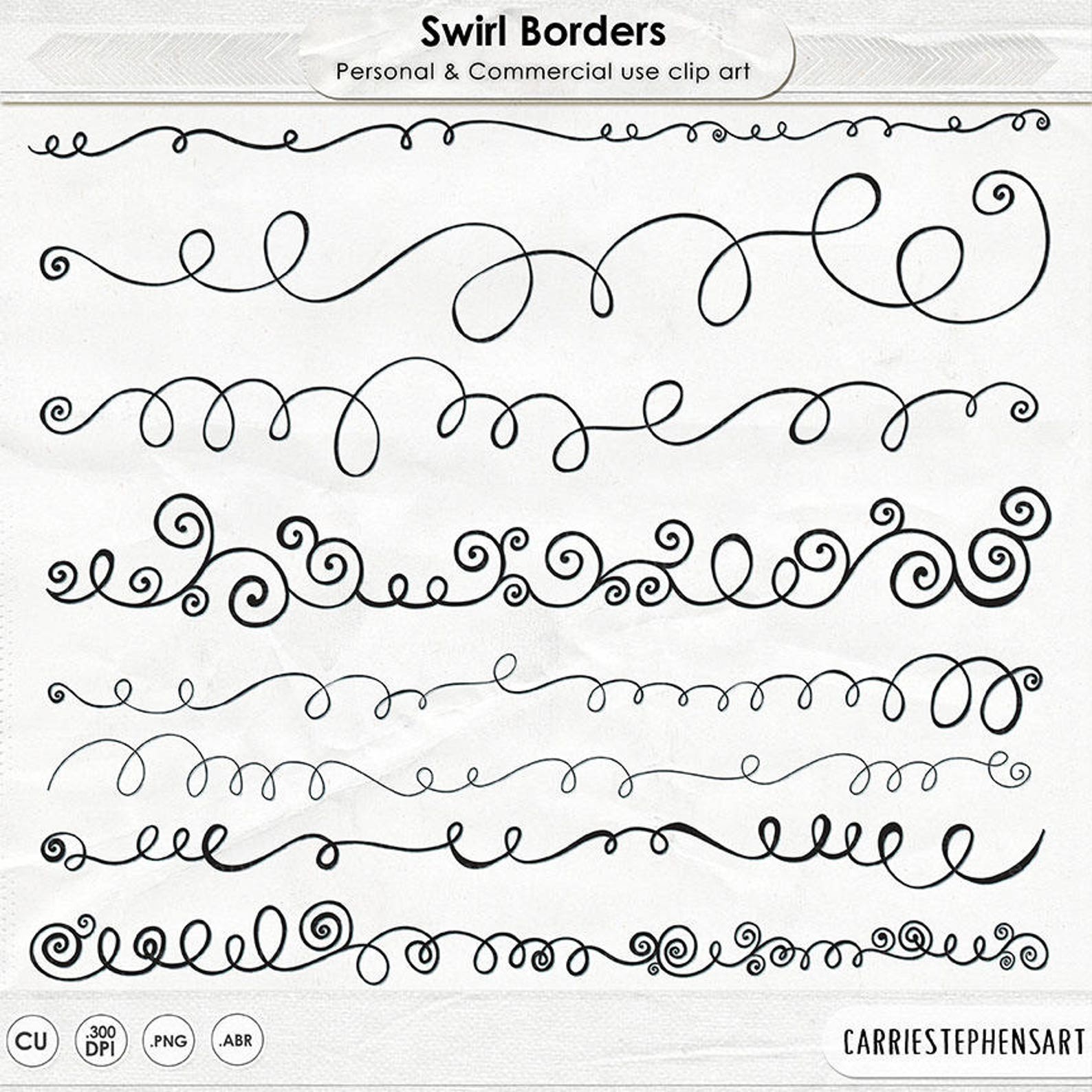 Swirl Border Clip Art PS Brush Curly Decorative Text - Etsy