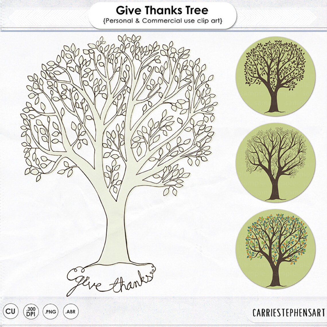 Thanksgiving Clip Art Thankful Tree Graphic Thanks Giving - Etsy