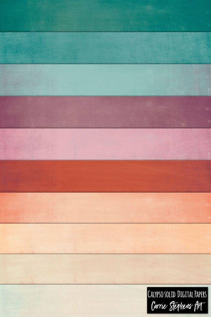 Tropical Vacation Digital Paper, Coral & Teal, Island Sunset Boho Chic ...