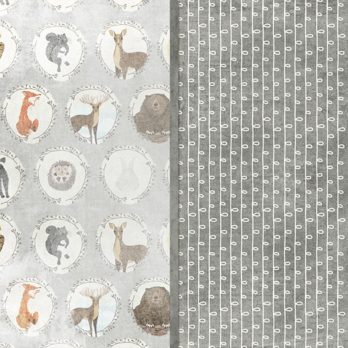 Woodland Animal Digital Scrapbook Paper, Printable Background Texture ...