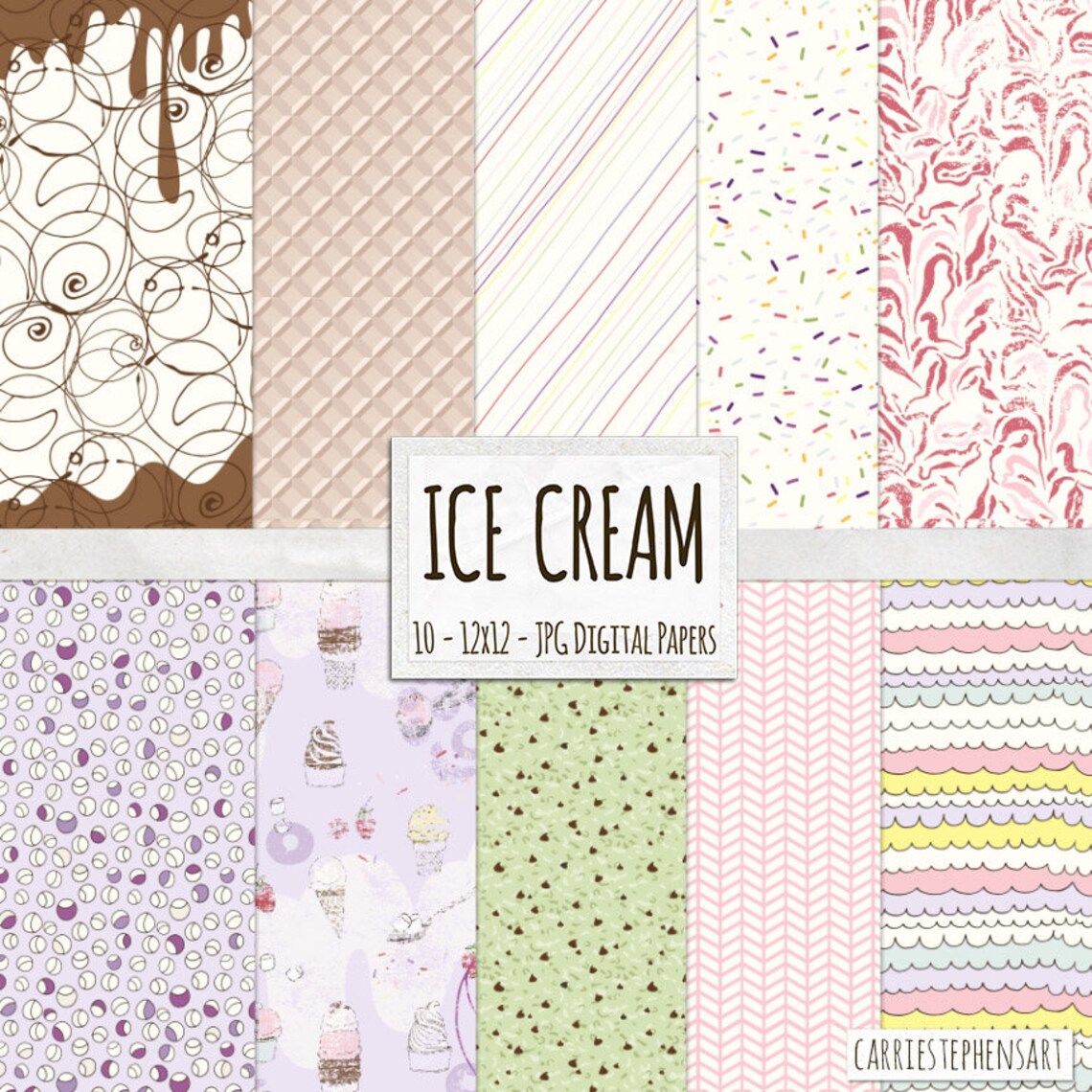 Ice Cream Backgrounds Sweet Summer Treats Digital Paper Pink - Etsy