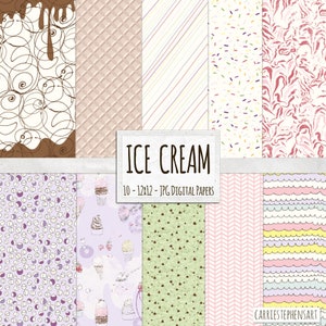 Ice Cream Backgrounds, Sweet Summer Treats Digital Paper, Pink and ...