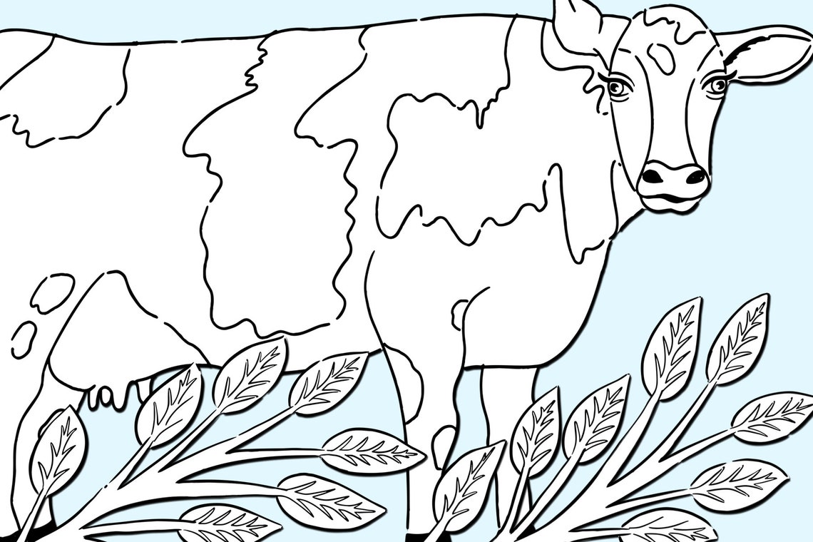 Farm Animal Line Art Images Cute Animal Clipart Hand-drawn | Etsy