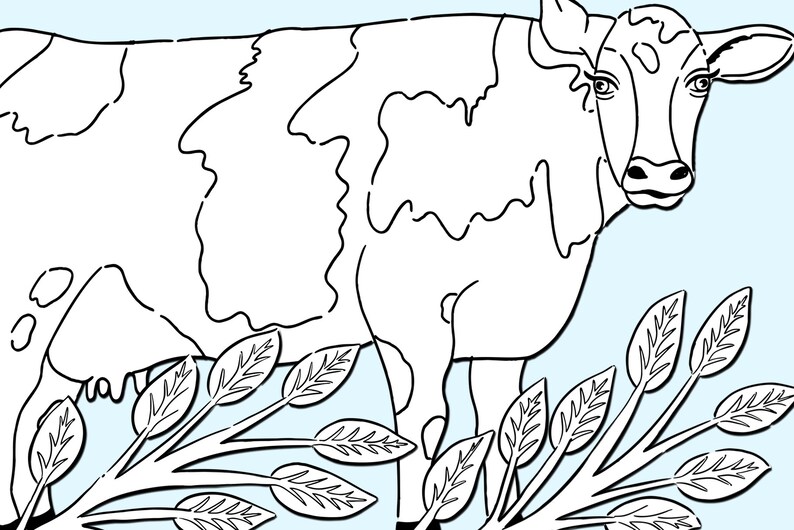 Farm Animal Line Art Images Cute Animal Clipart Hand-drawn | Etsy