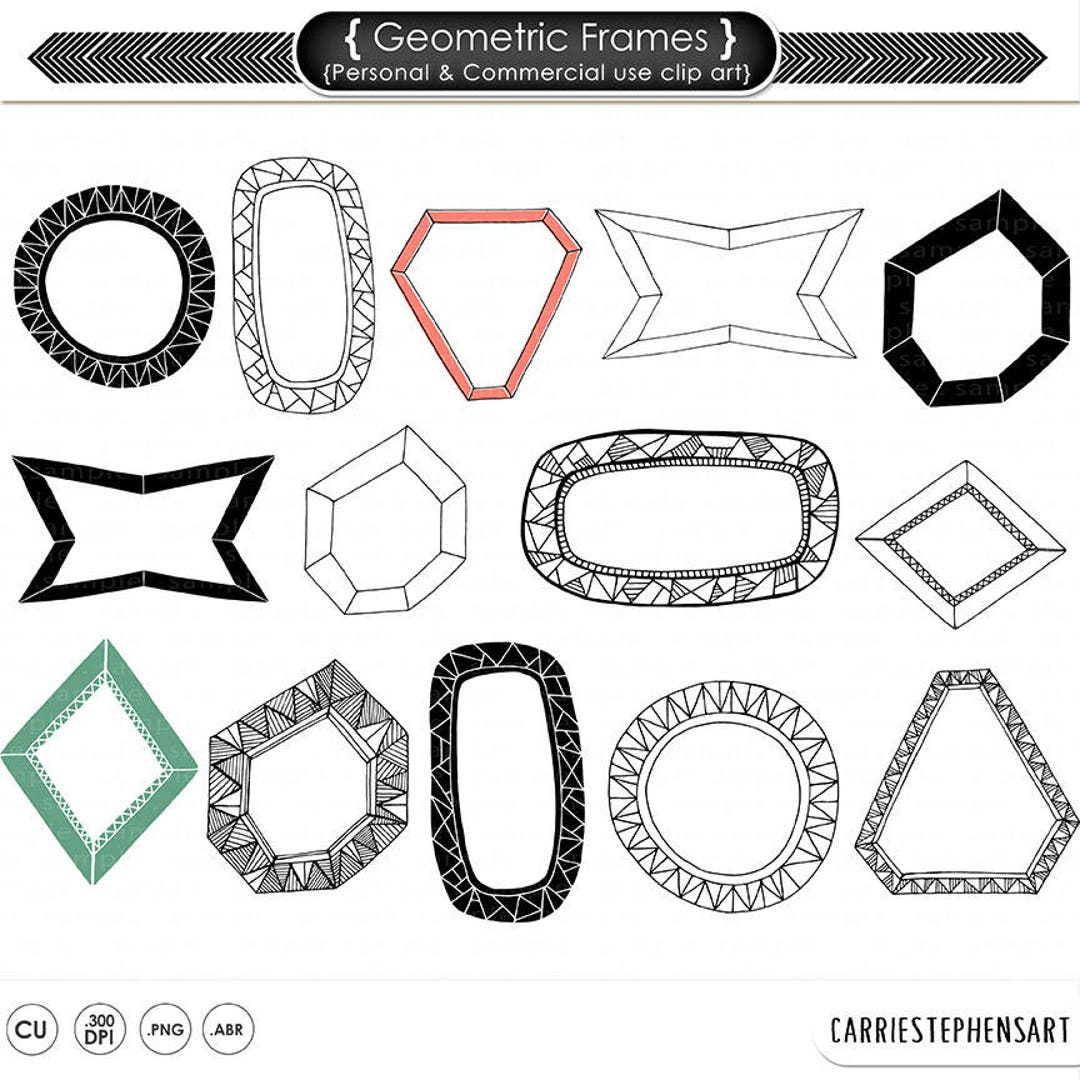 Geometric Frames & Label Clipart, Photoshop Brush, PNG Digital Stamps ...