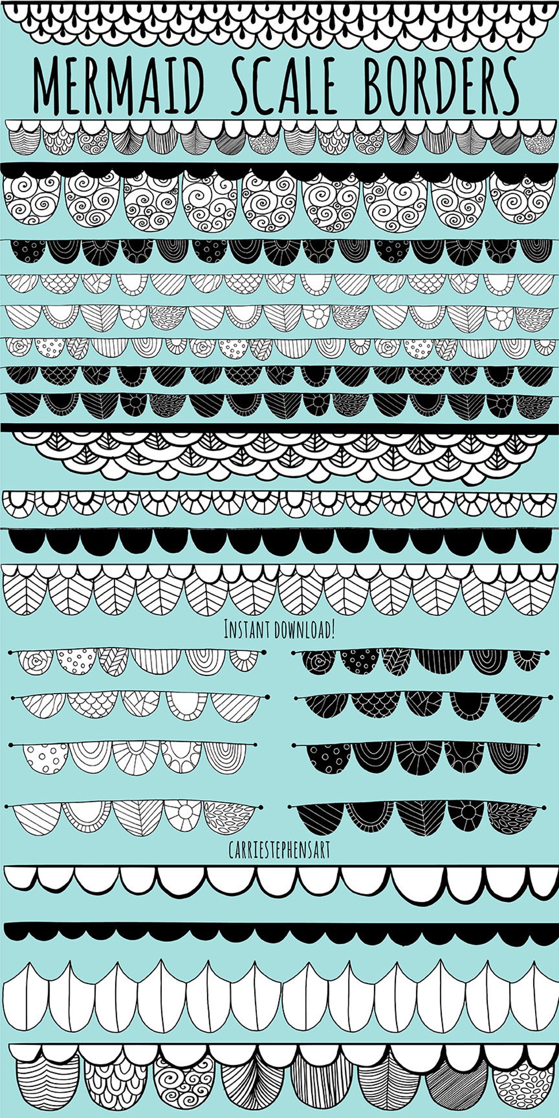 Mermaid Clipart Borders Mermaid Scales Girls Lace Border - Etsy India