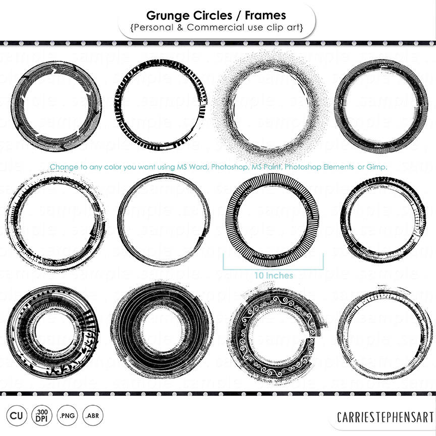 Circle Frame Clip Art Grunge Label ClipArt Logo Design | Etsy