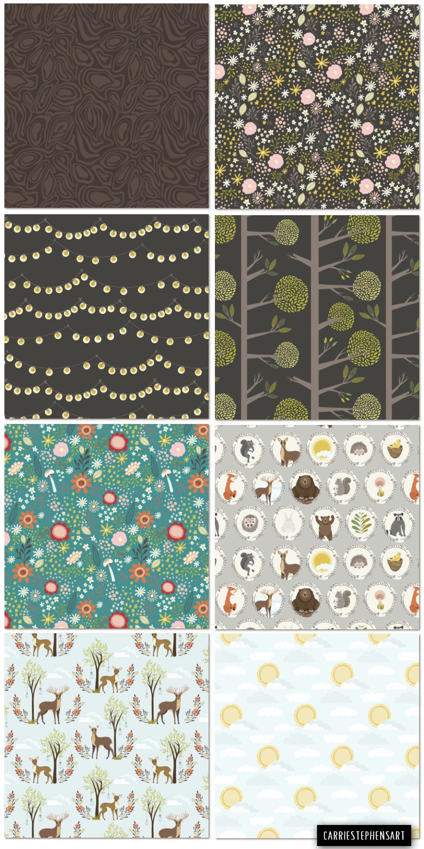 Woodland Scrapbook Paper Forest Friend Patterned Background | Etsy