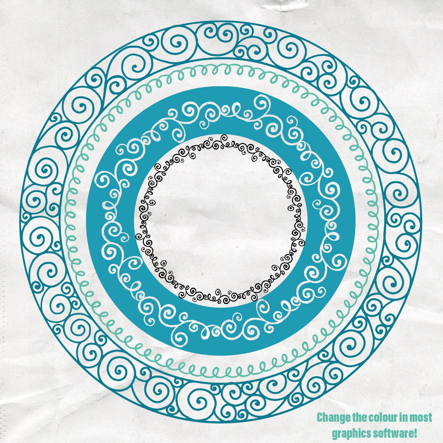 Swirl Circle Borders Decorative Flourish Round Monogram | Etsy