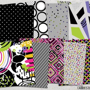 Modern Geometric Pattern Scrapbook Paper, Vivid Pink Digital Background ...