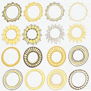 Sunshine Frame, Digital Label Clipart Template, Printable Round Border ...