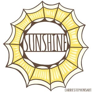 Sunshine Frame, Digital Label Clipart Template, Printable Round Border ...