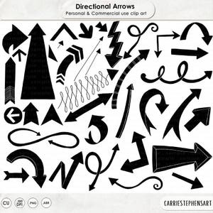 Arrow Doodle Clipart, Hand Drawn Digital Stamps, Arrows Line Art ...